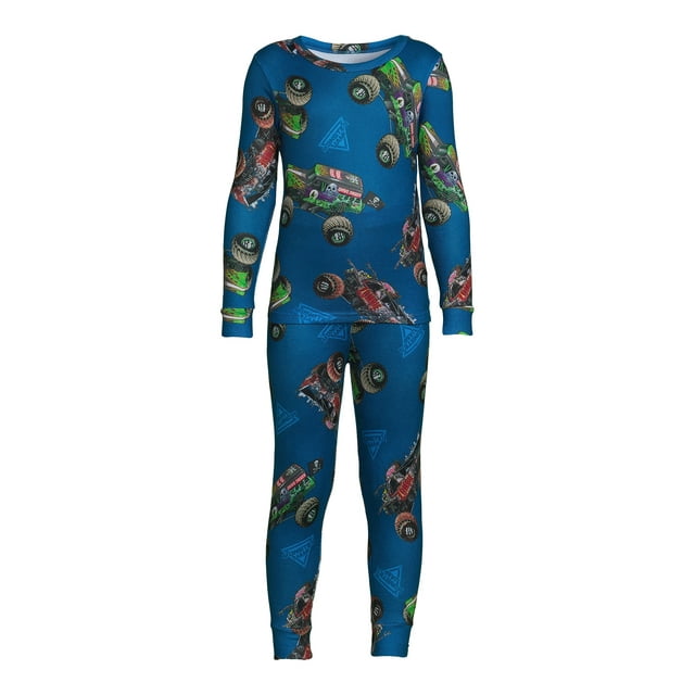 Monster Jam Boys Truck Long Sleeve All Over Print 2 Piece Pajama Sleep ...