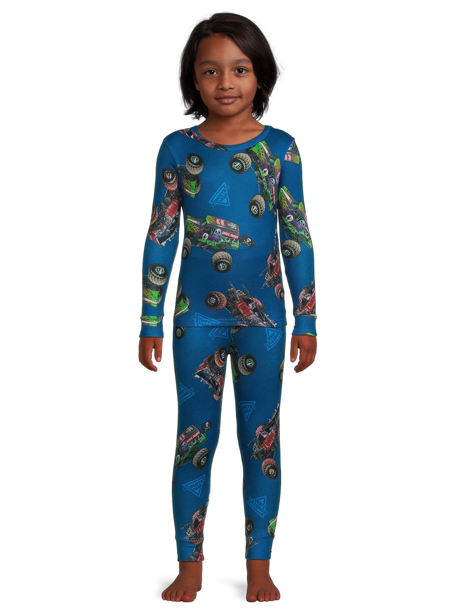 Monster Jam Boys Truck Long Sleeve All Over Print 2 Piece Pajama Sleep ...