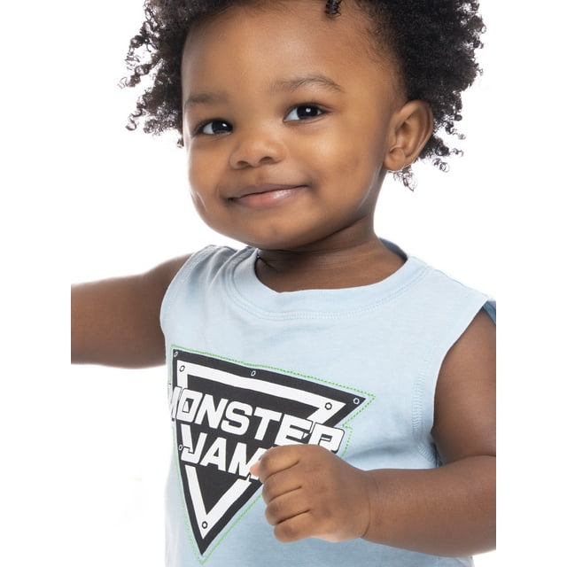 Monster Jam Cars Toddler Boy Tank Top with Front and Back Graphics ...