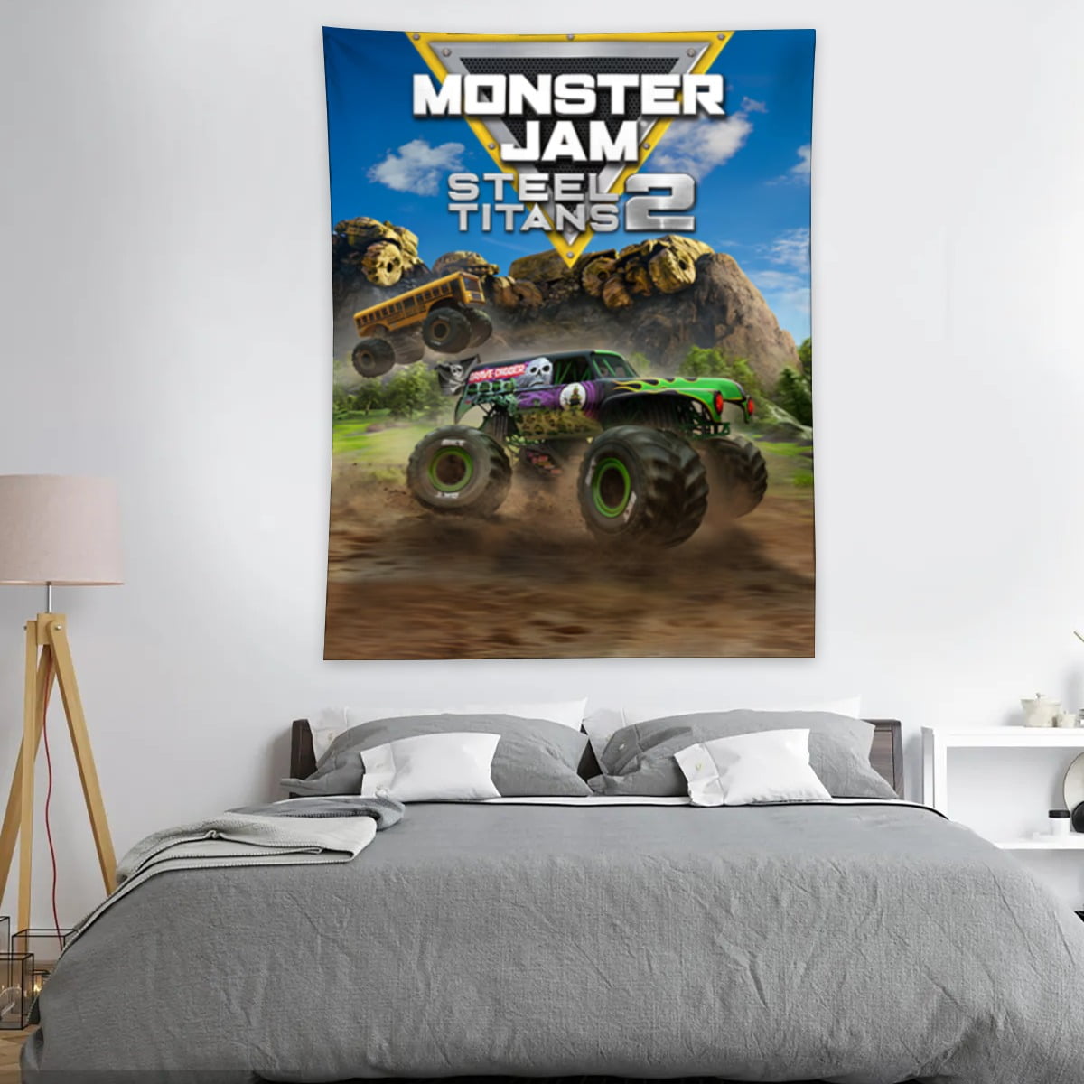 Monster Jam Cartoon Flag Funny Tapestry Indoor Outdoor Wall Art ...