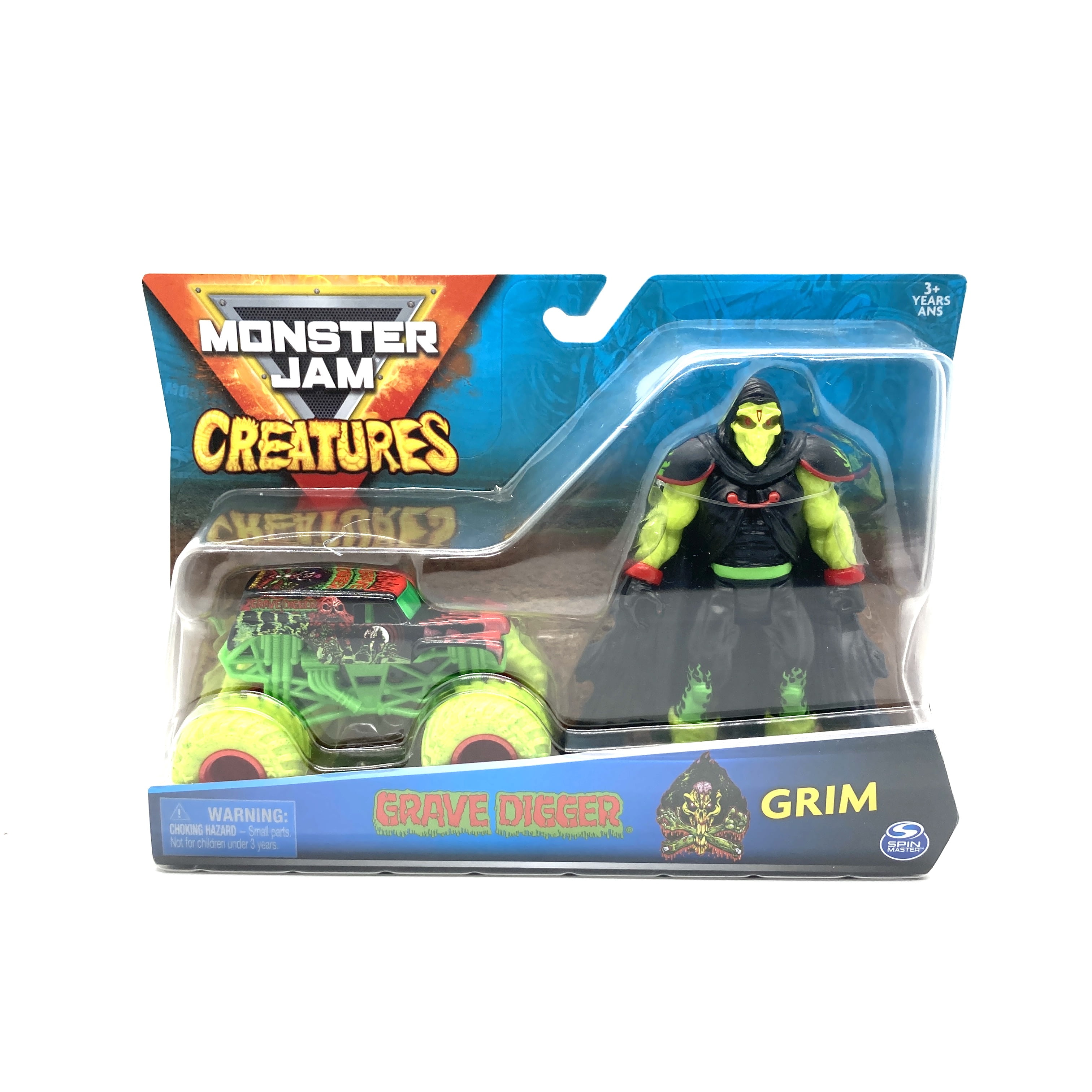 Monster Jam Creatures Grave Digger & Grim Diecast Car & Figure ...