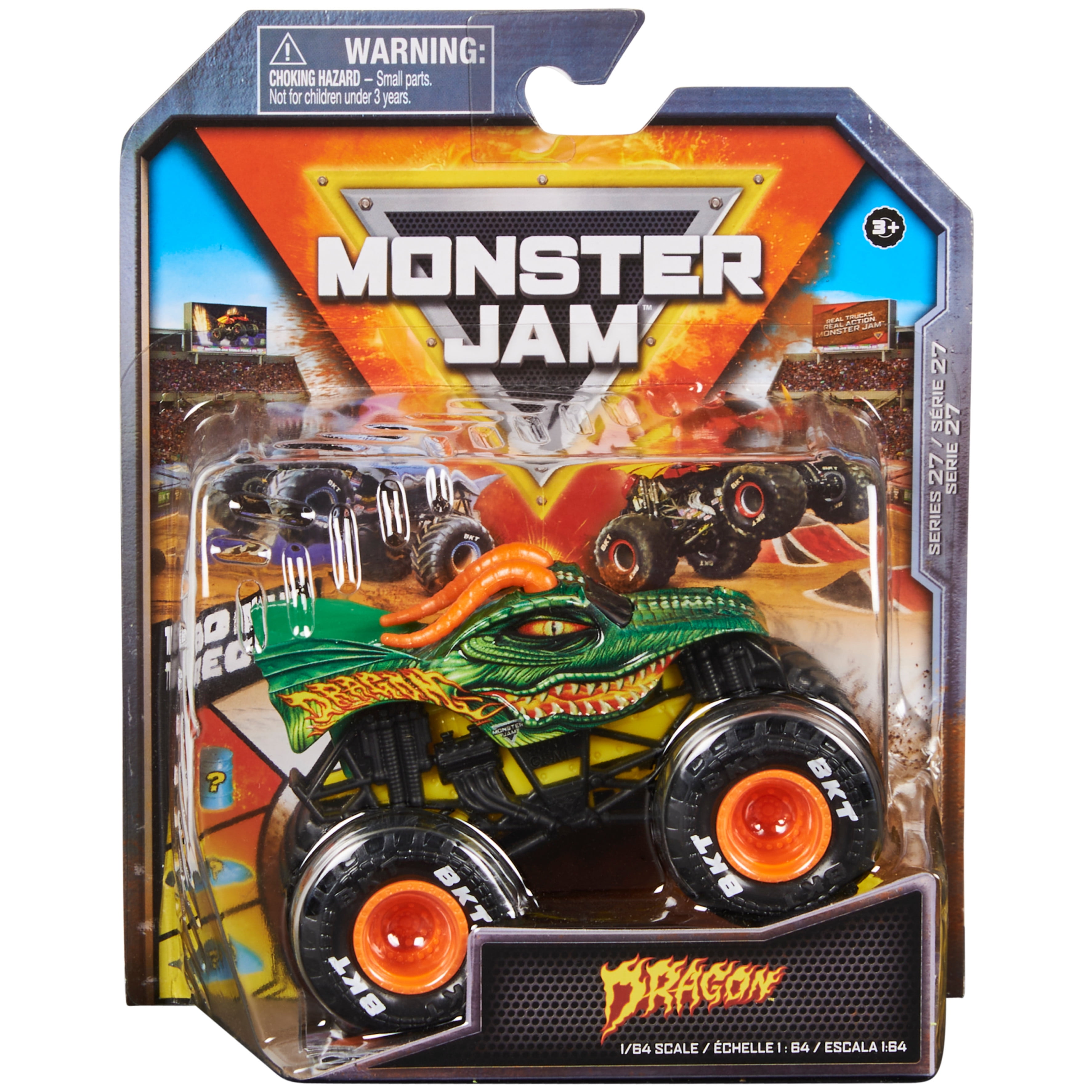 Monster Jam Dragon Die-Cast Monster Truck - 1:64 Scale with Stunt ...