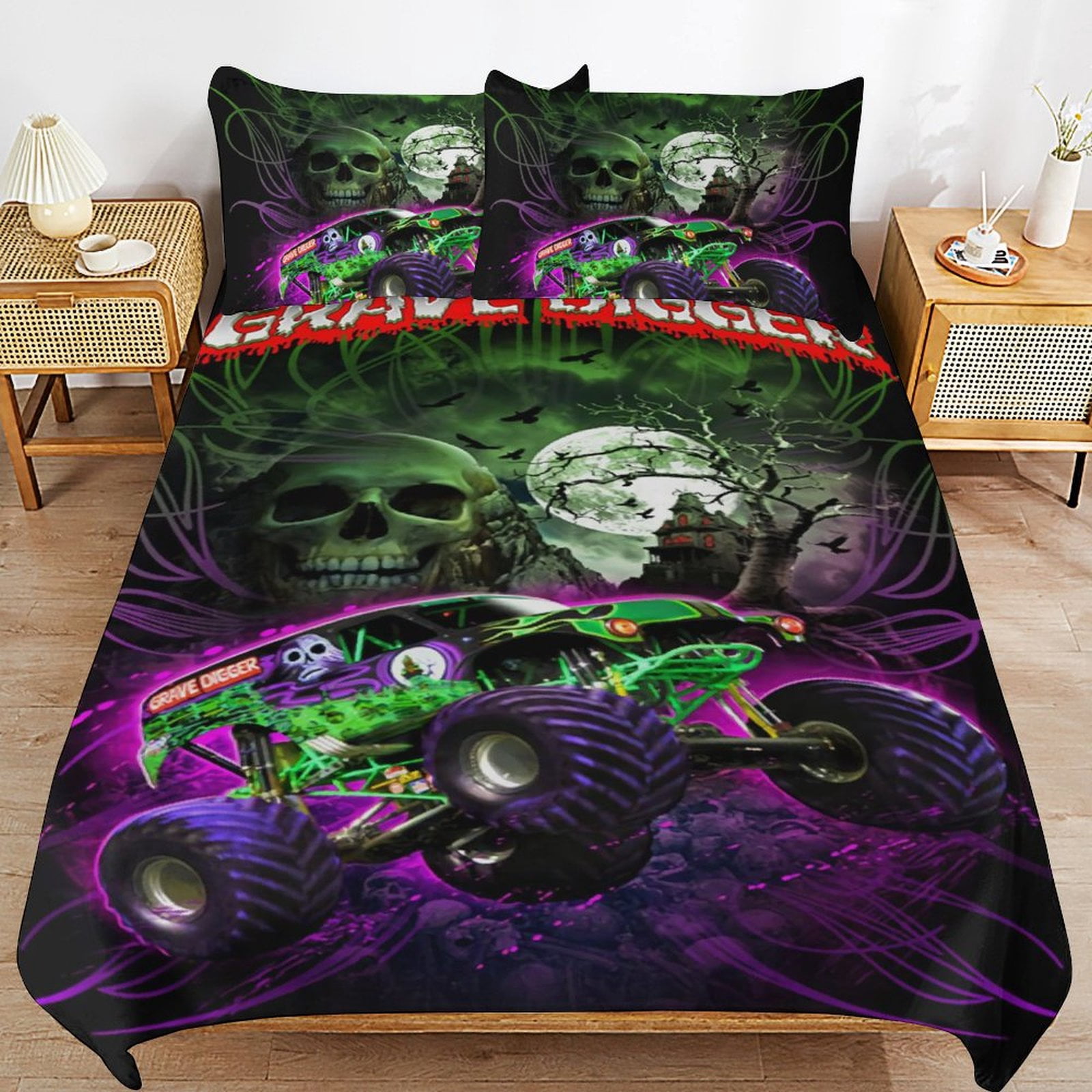 Monster Jam Duvet Cover Set, Soft Cozy Quilt Cover Bedding Set 3 Pieces ...