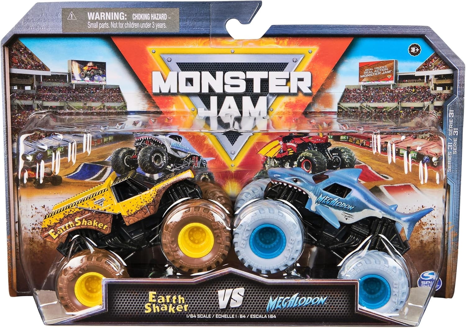 Monster Jam, Earth Shaker Vs. Megalodon Die-Cast Vehicles, 1:64 Scale ...