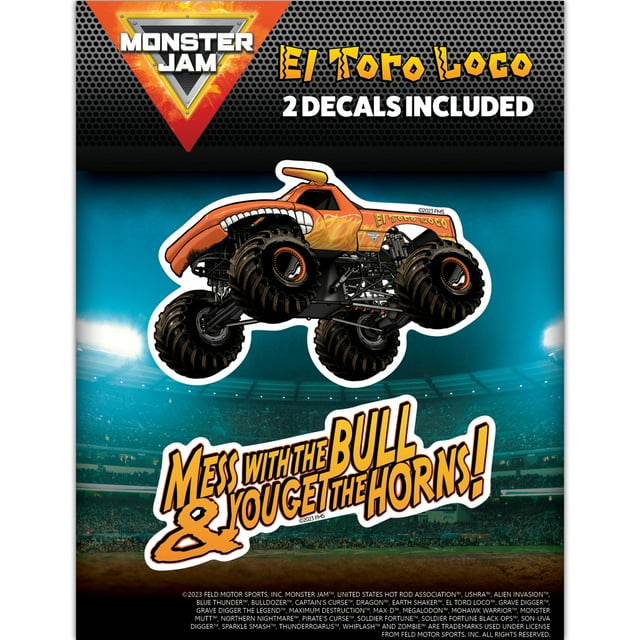 Monster Jam El Toro Loco Decals - Set of 2 Orange Monster Truck "Mess ...