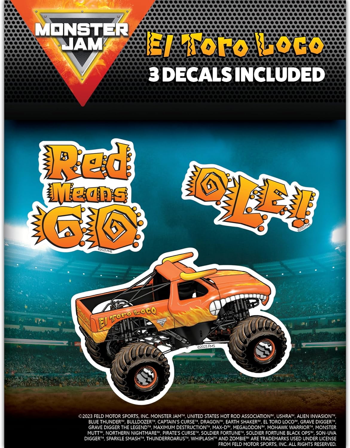 Monster Jam El Toro Loco Decals - Set of 3 Orange Monster Truck "Red ...