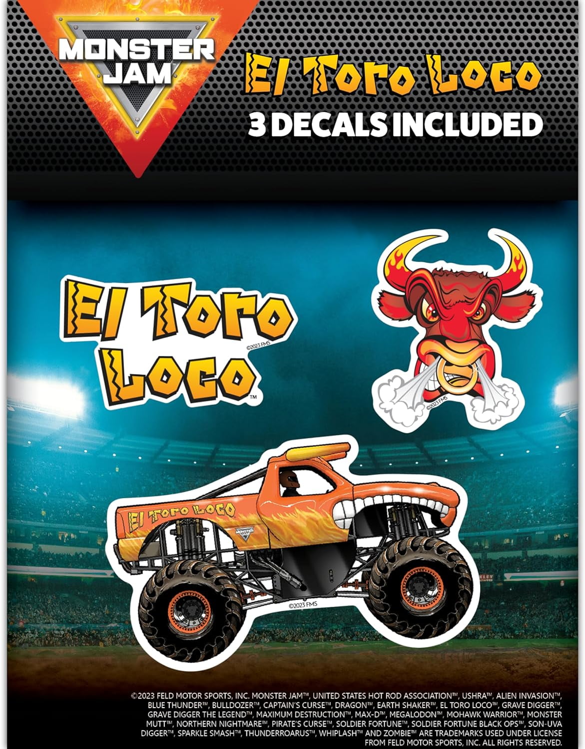 Monster Jam El Toro Loco Decals - Set of 3 Monster Truck Orange El Toro ...