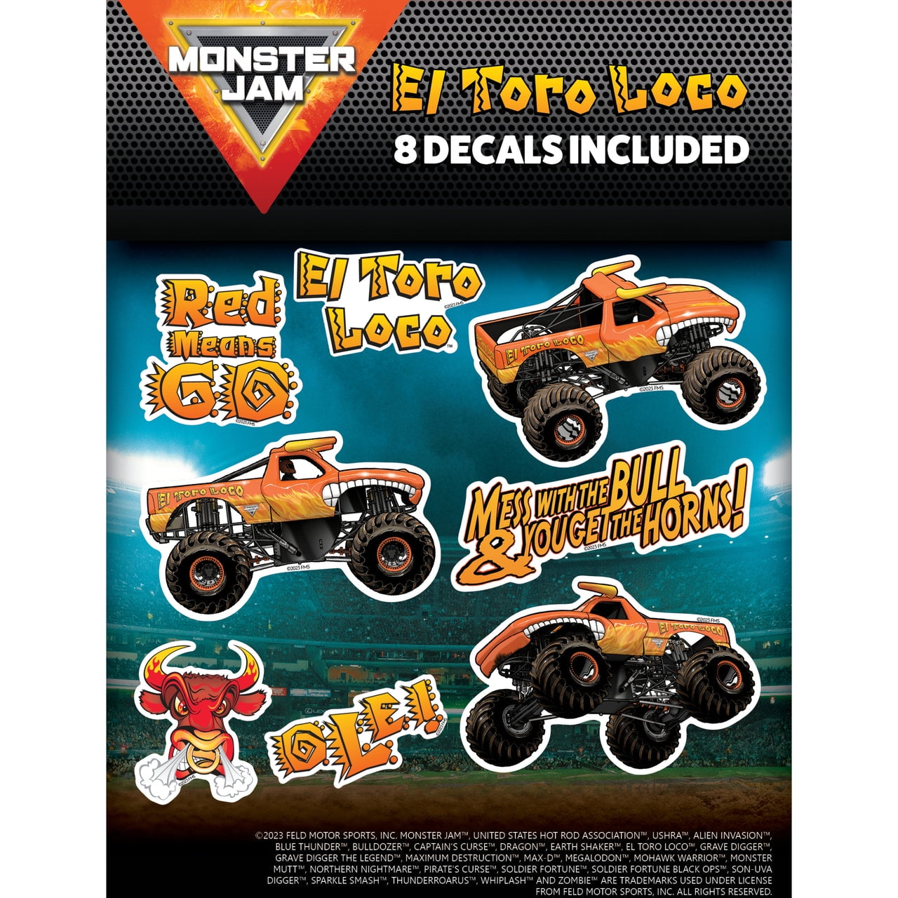 Monster Jam El Toro Loco Decals - Set of 8 Orange El Toro Loco Monster ...