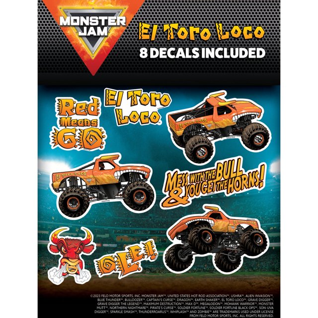 Monster Jam El Toro Loco Decals - Set of 8 Orange El Toro Loco Monster ...