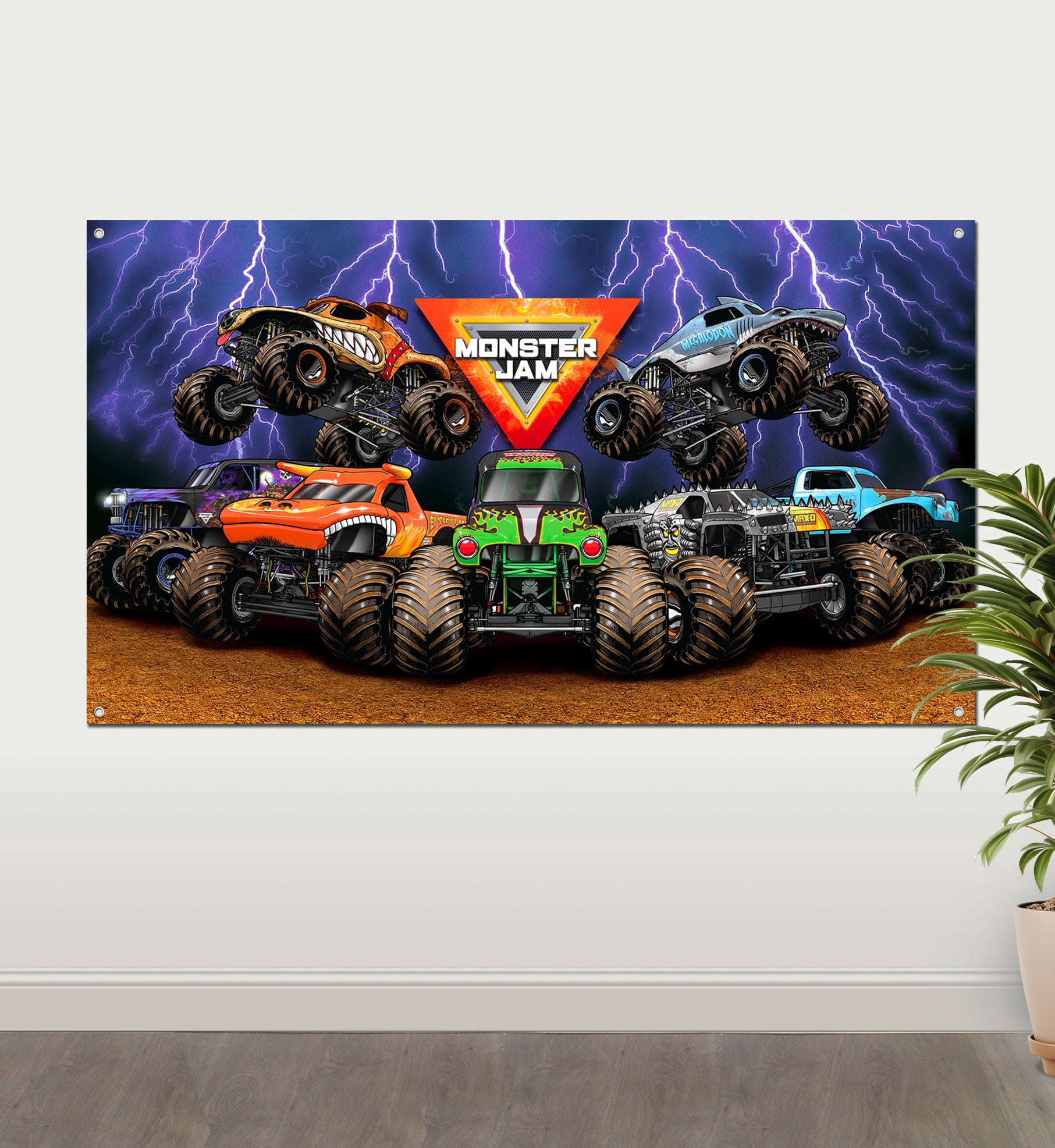 Prime Party Monster Jam Wall Decal, 5ft x 3ft Fabric Party Decor ...