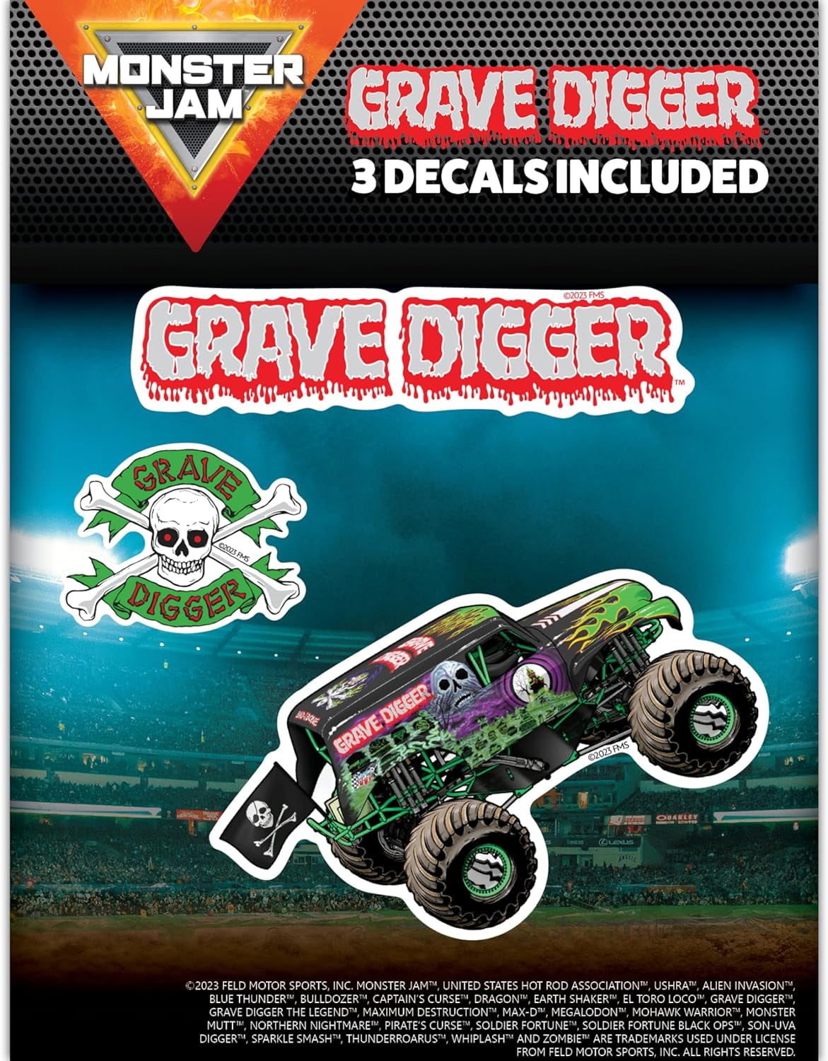 Monster Jam Grave Digger Decals - Set of 3 Grave Digger Monster Truck ...