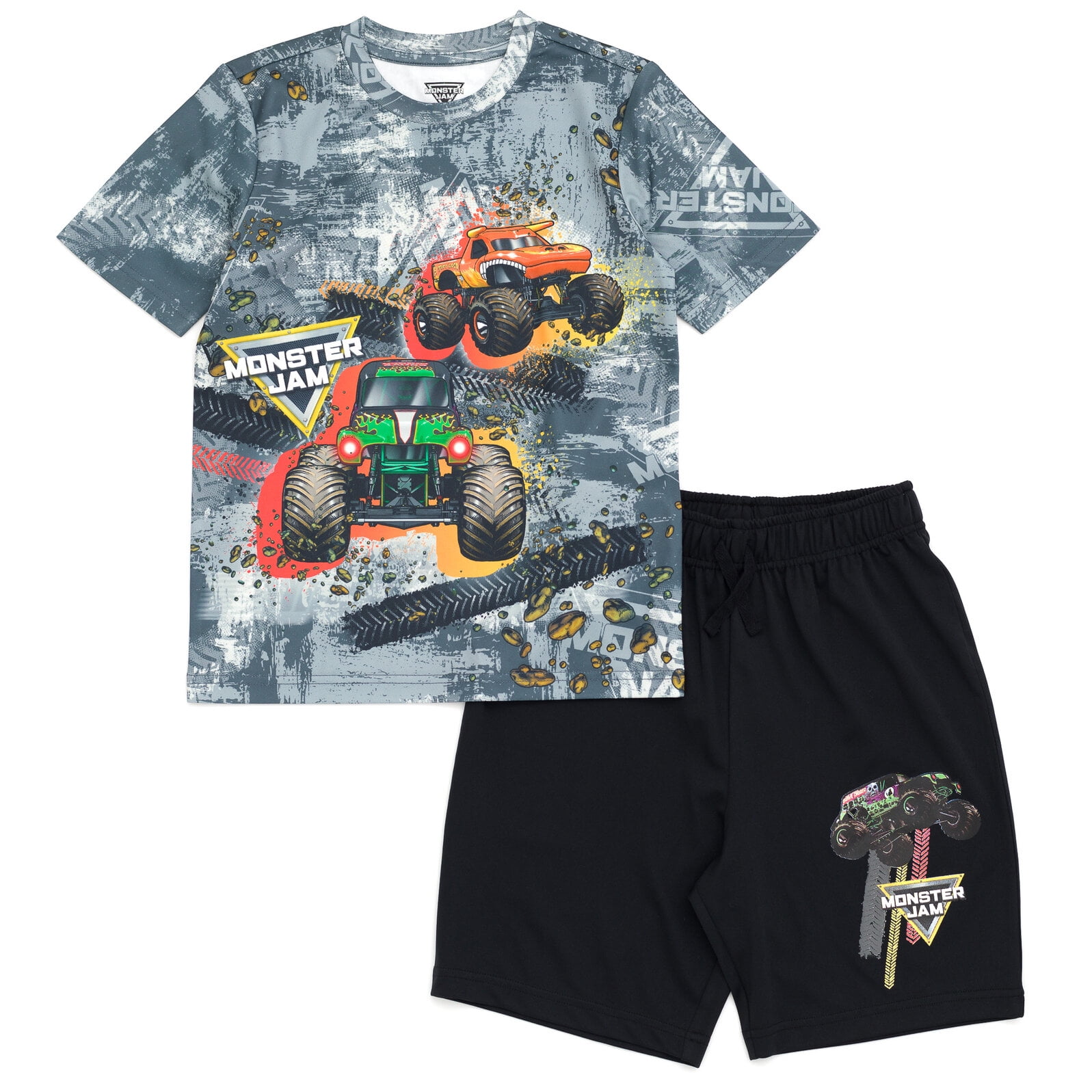 Monster Jam Boys T-Shirt & Shorts Set, Grave Digger El Toro Loco ...