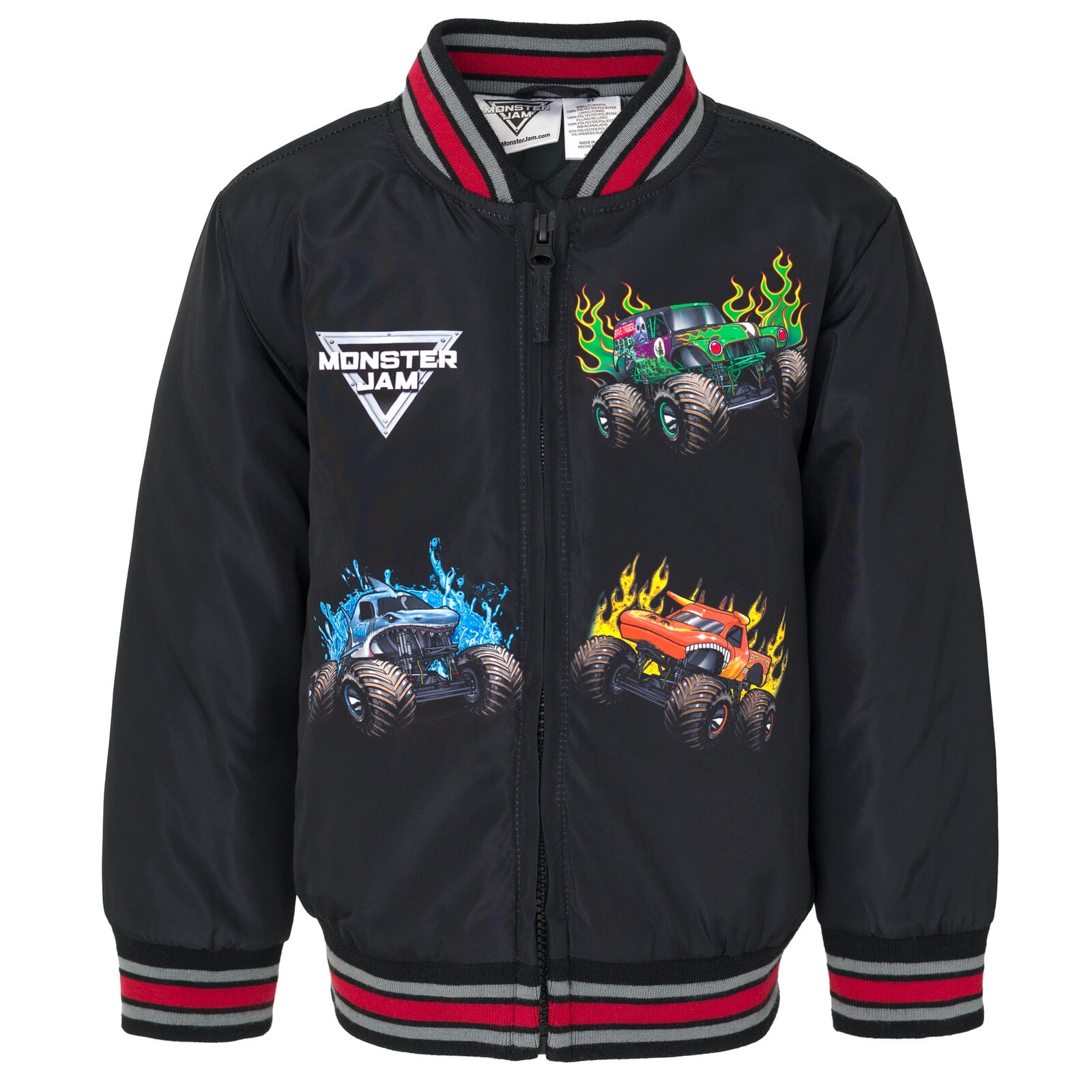 Monster Jam Grave Digger El Toro Loco Megalodon Zip Up Varsity Bomber ...