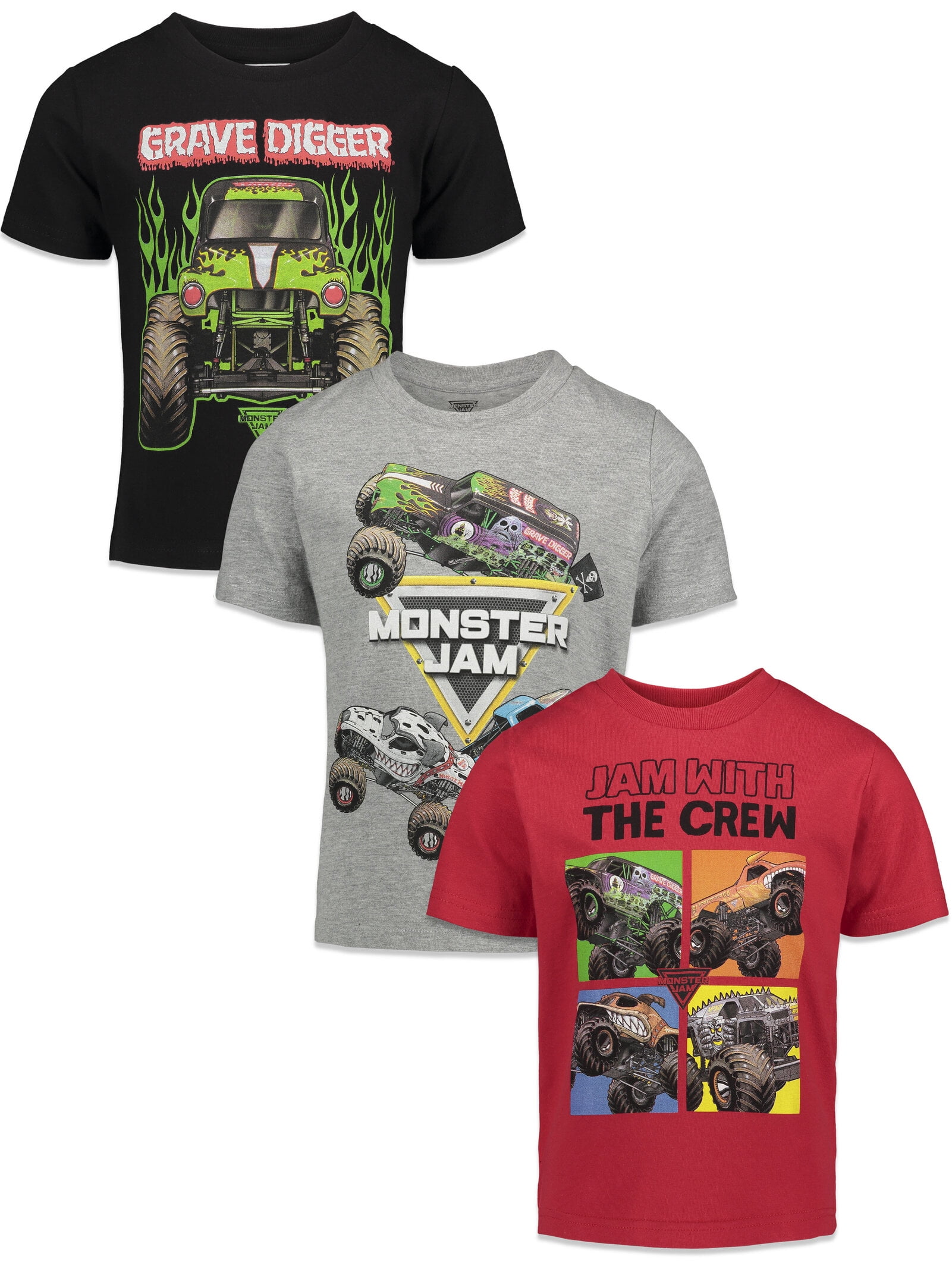 Monster Jam Toddler Boys 3pk T-Shirts, Grave Digger & More - Walmart.com