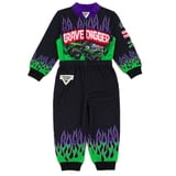 Monster Jam Toddler Boys' Zip-Up Coverall Black Grave Digger - Walmart.com