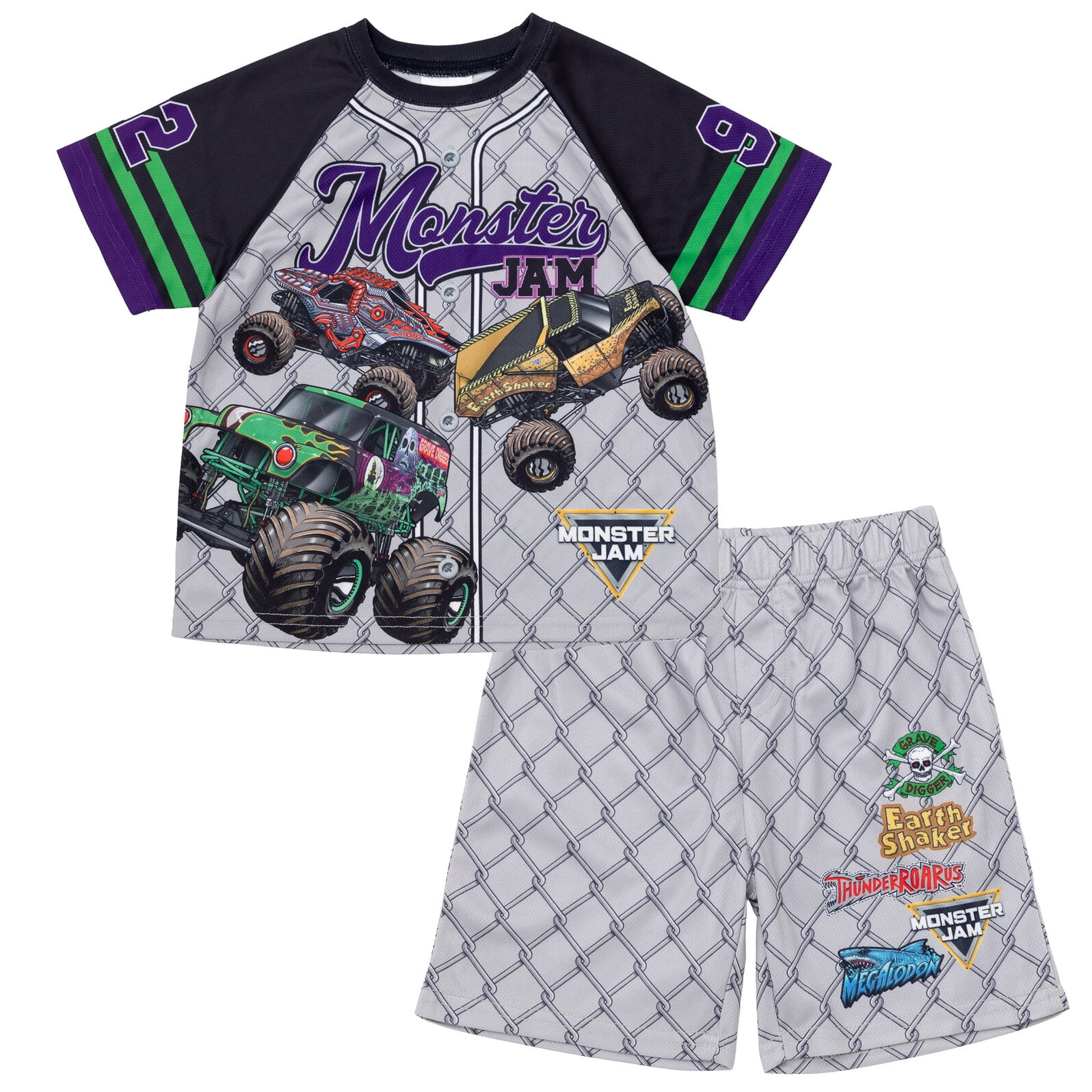 Monster Jam Grave Digger Megalodon Digatron Mesh Baseball Jersey ...