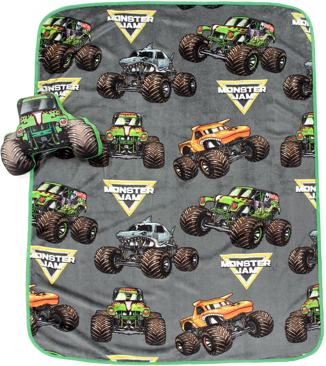 Monster Jam Grave Digger Nogginz Pillow & Travel Throw Set - Walmart.com
