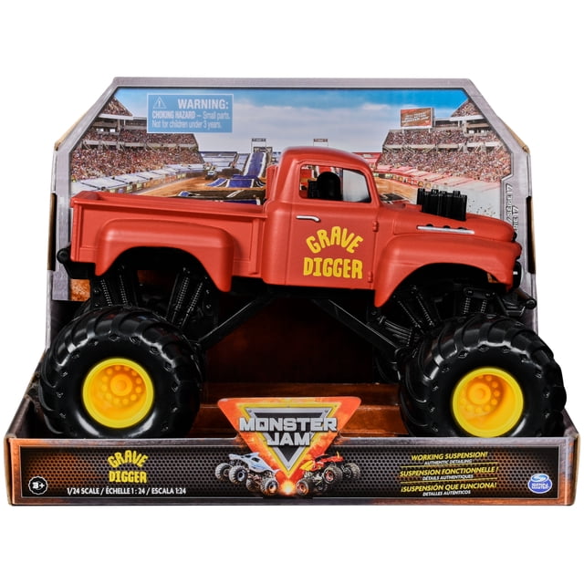 Monster Jam, Grave Digger Retro 1:24 Scale Die-Cast Monster Truck, Girl ...
