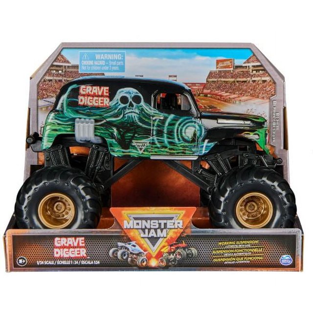 Monster Jam, Grave Digger Retro 1:24 Scale Die-Cast Monster Truck, Girl ...