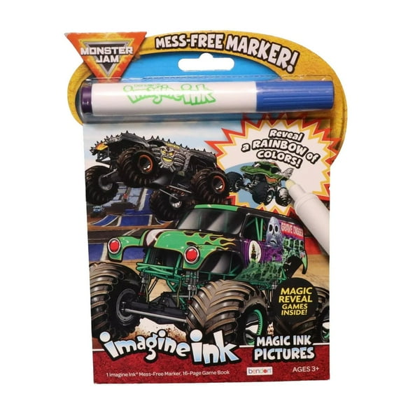Monster Jam Imagine Ink 16 page Pictures and Game Book with Mess Free ...