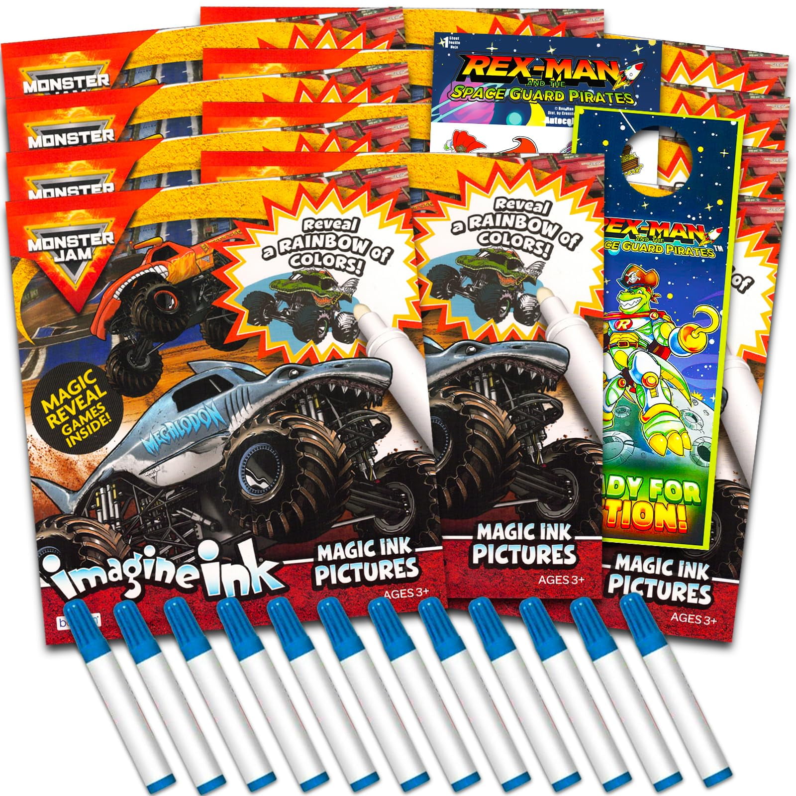Monster Jam Imagine Ink OIF8 Coloring Book Set for Pack No-Mess Magic ...