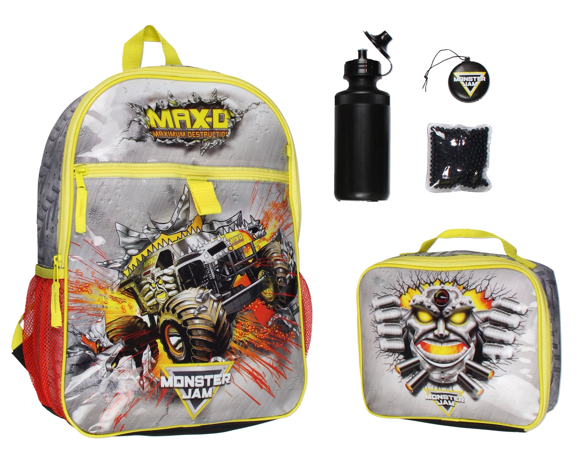Monster Jam MAX-D Monster Truck 5 PC Backpack Lunch Box Water Bottle ...
