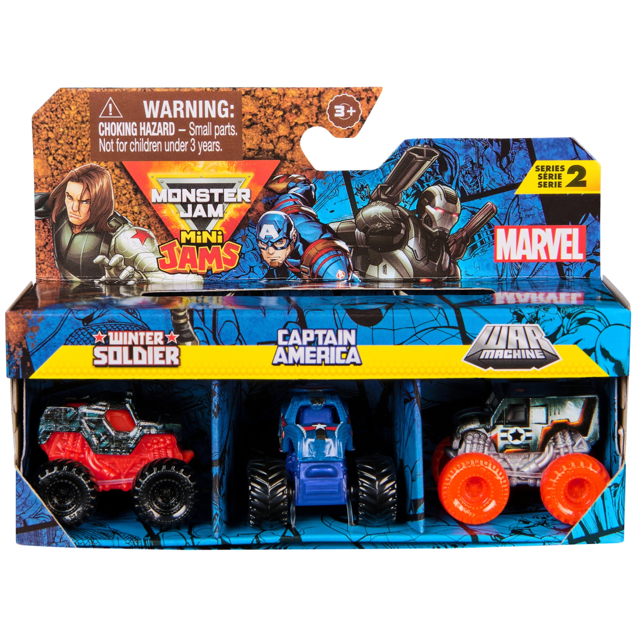 Monster Jam, Marvel Mini 1:87 Scale Truck 3-Pack (Captain America, War ...