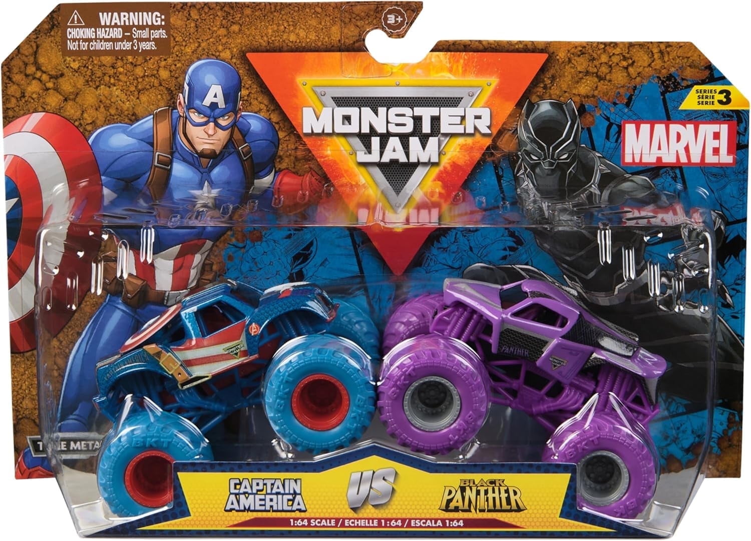 Monster Jam, Marvel Official Captain America Vs. Black Panther Die-Cast ...