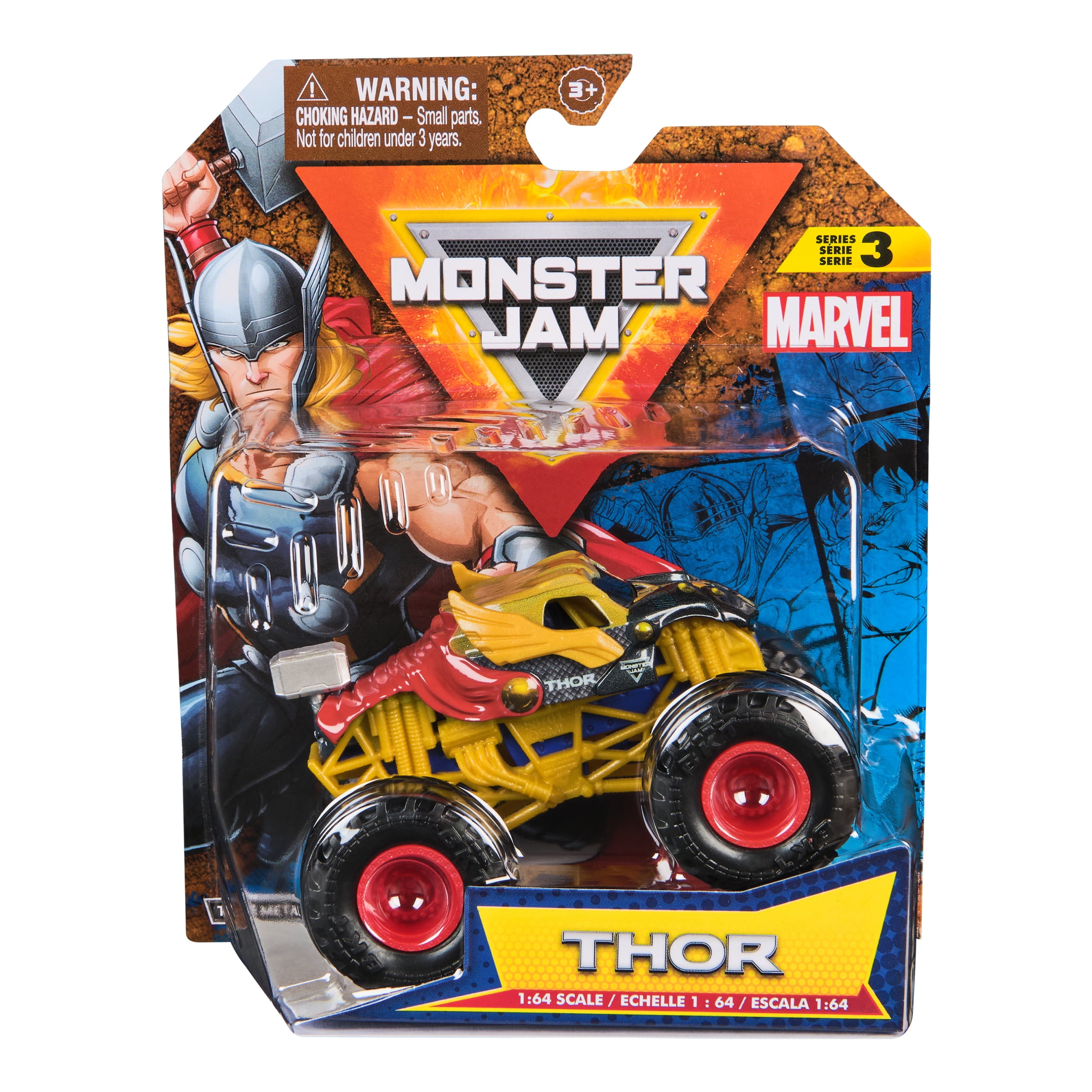 Monster Jam, Marvel Official Thor Monster Truck, Die-Cast Vehicle, 1:64 Scale, Super Hero Kids ...