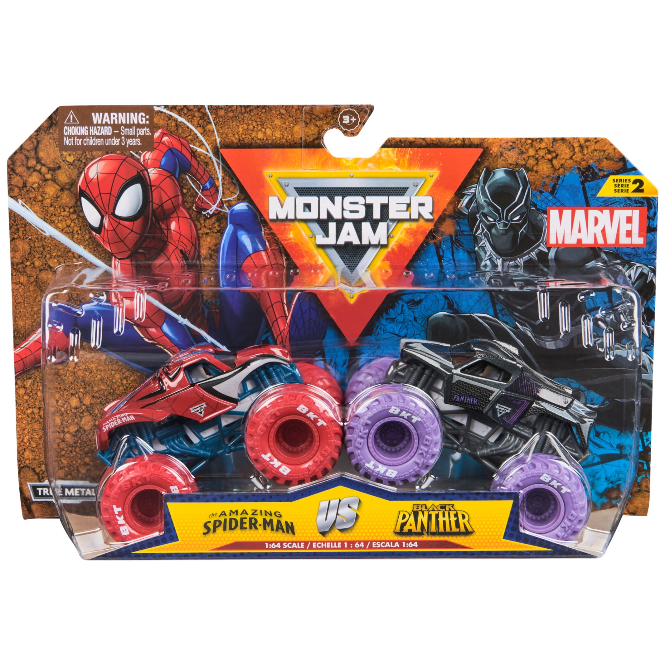 Monster Jam, Marvel Spider-Man Vs. Black Panther Die-Cast Vehicle 2-Pack, 1:64 Scale - Walmart.com