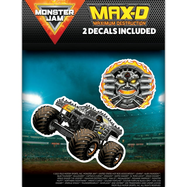 Monster Jam Max-D Decals - Set of 2 Maximum Destruction Icon and ...