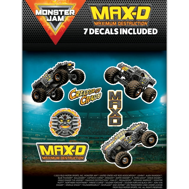 Monster Jam Max-D Decals - Set of 7 Maximum Destruction Monster Truck ...