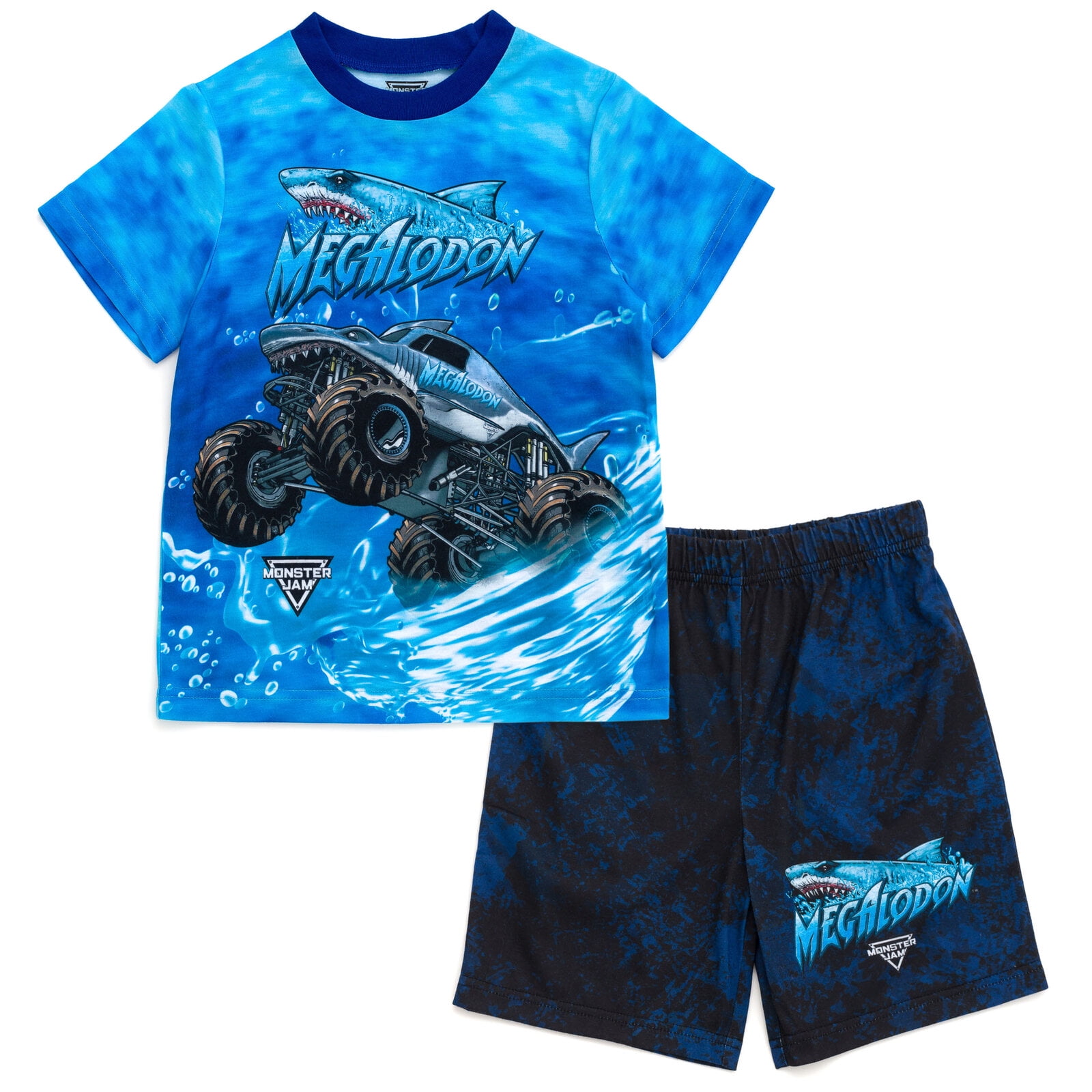 Monster Jam Megalodon Pajama Shirt and Shorts Sleep Set Tie Dye Toddler ...