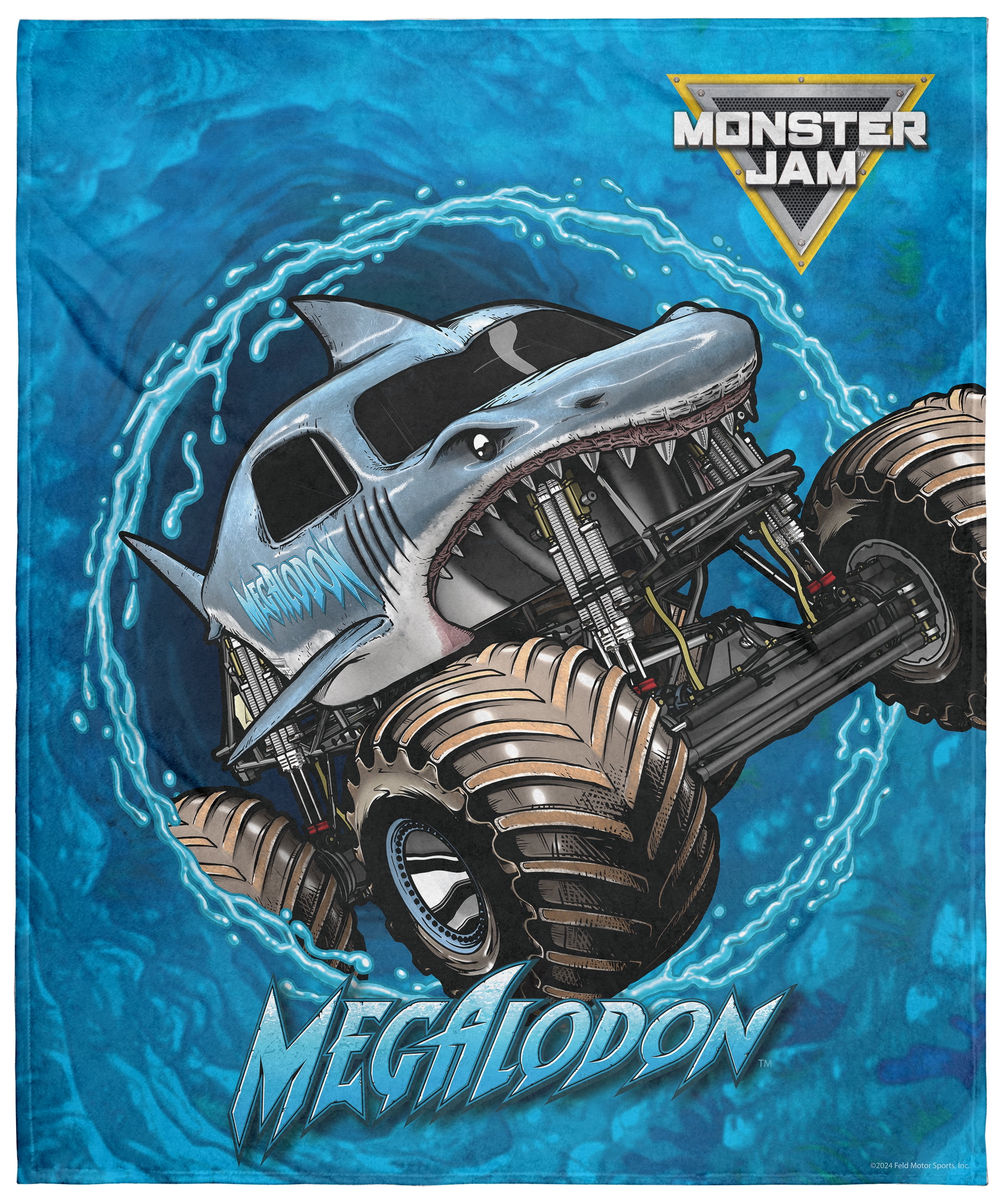 Monster Jam Megalodon Shark Monster Truck Soft Fleece Plush Throw ...