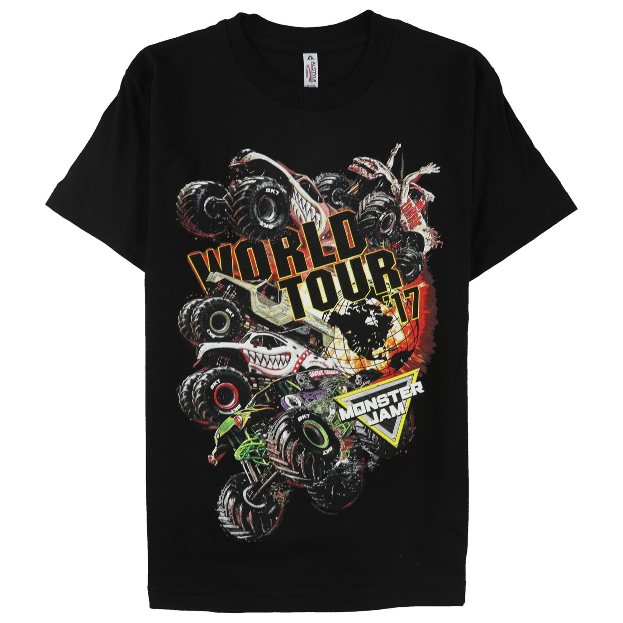 Monster Jam Mens World Tour Graphic T-Shirt, Black, Small - Walmart.com