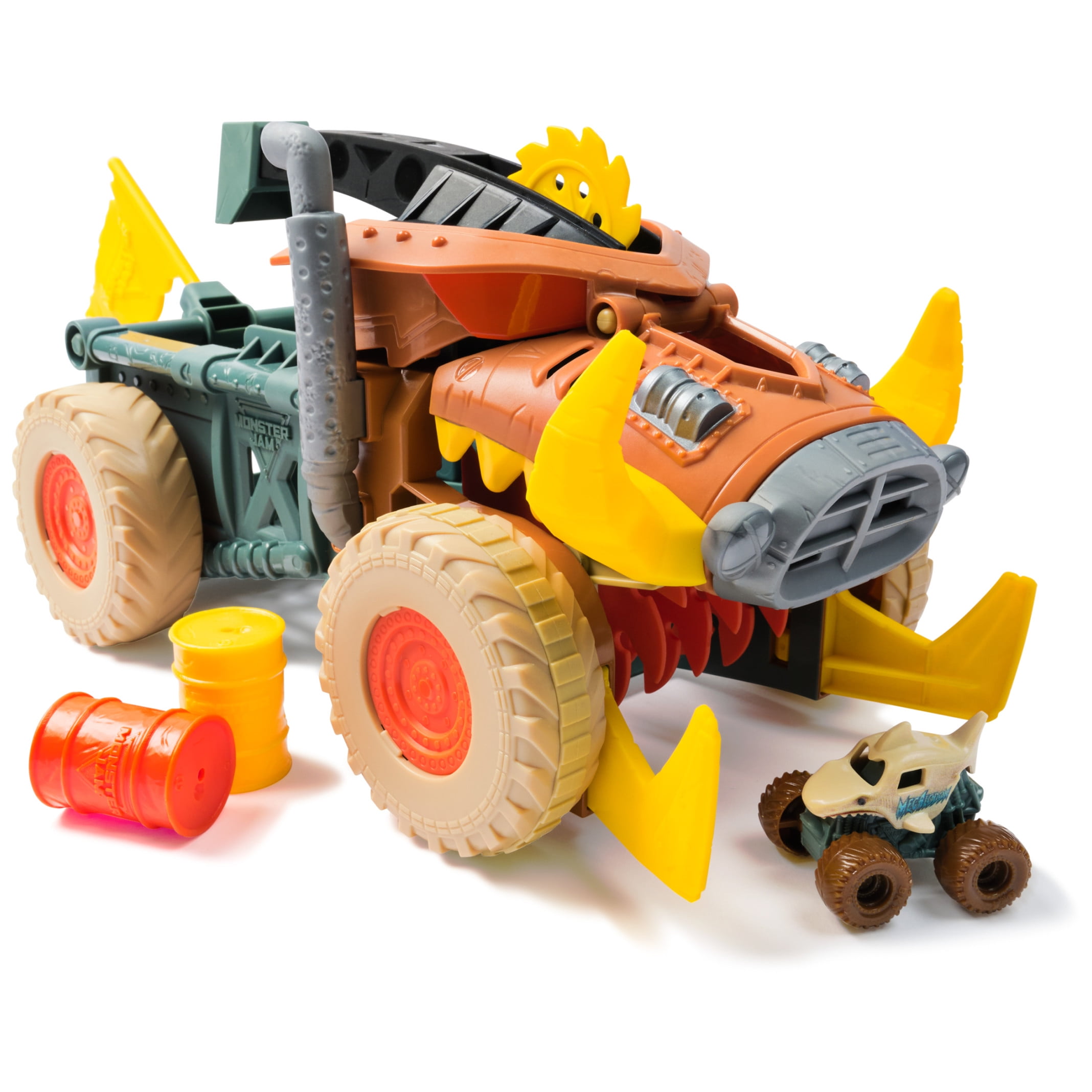 Monster Jam Mini Jam Megalodon Mad Hog Chomper and Monster Truck ...