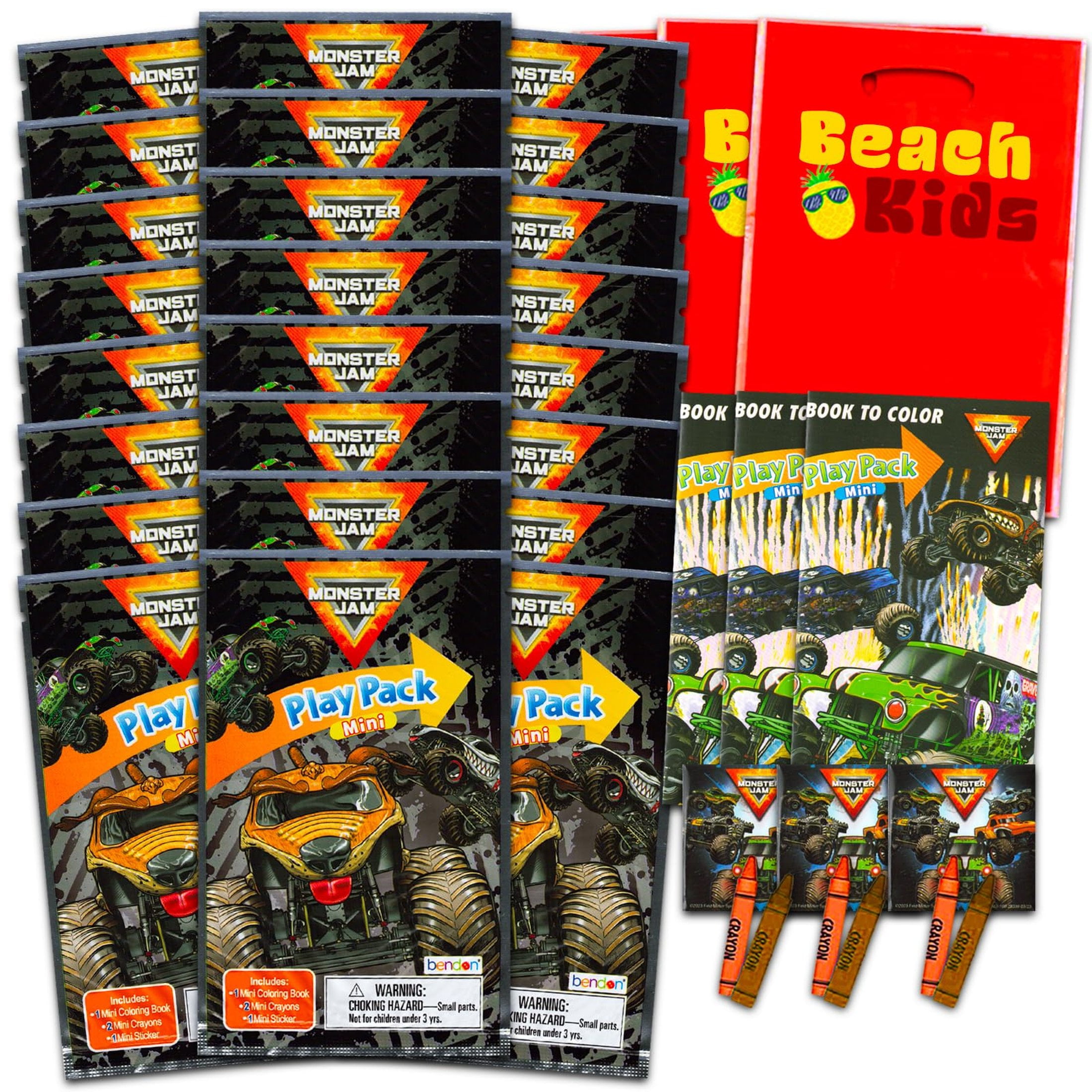 Monster Jam Mini Party Pack - 24 Grab n Go Play Packs with Coloring ...