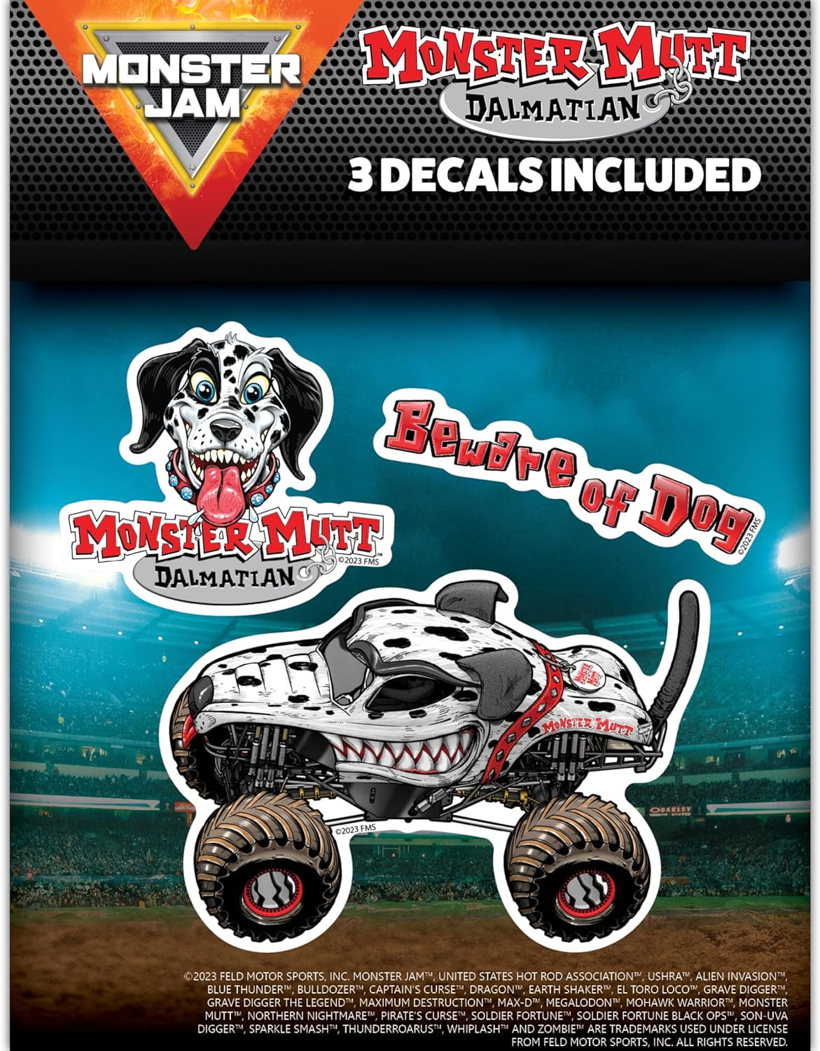 Monster Jam Monster Mutt Dalmatian Decals - Set of 3 Monster Truck Dog ...