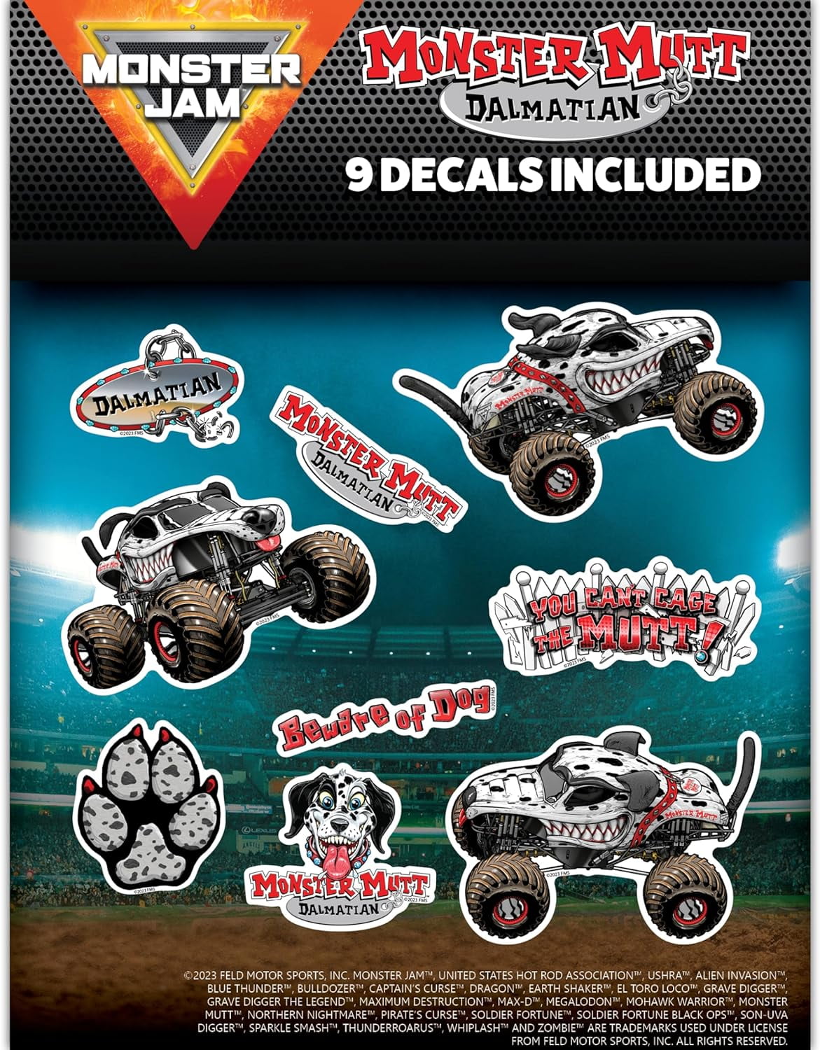 Monster Jam Monster Mutt Dalmatian Decals - Set of 9 Monster Truck Dog ...