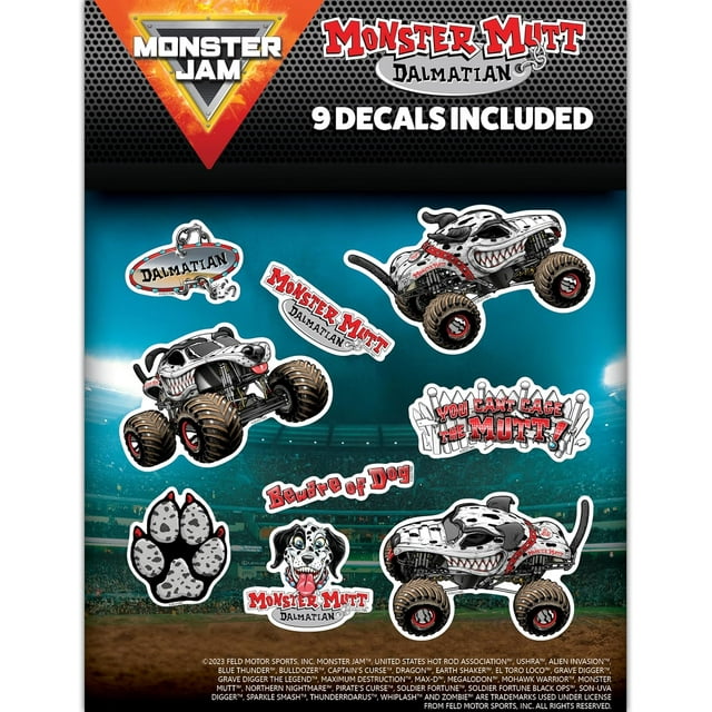 Monster Jam Monster Mutt Dalmatian Decals - Set of 9 Monster Truck Dog ...