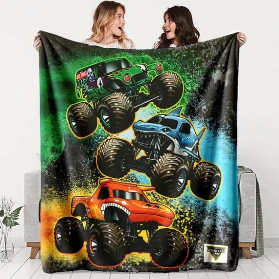 Monster Jam Monster Truck Flannel Blanket, Soft & Warm Polyester Fiber ...