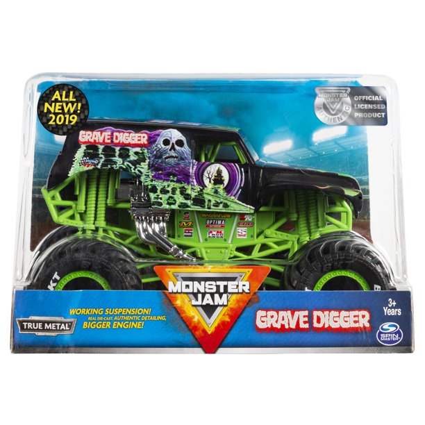 Monster Jam, Official Grave Digger Monster Truck, Die-Cast Vehicle, 1: ...