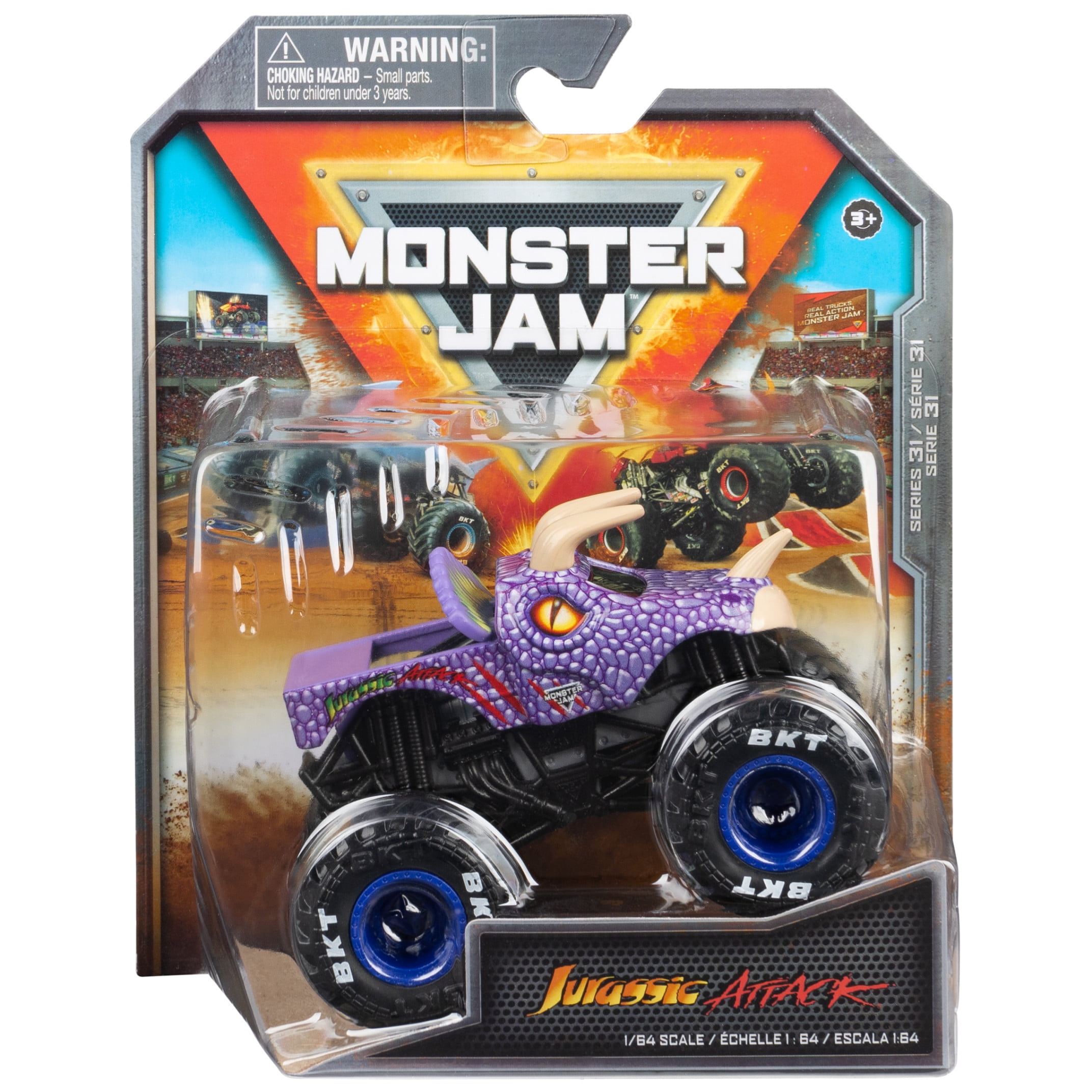 Monster Jam Jurassic Attack Monster Truck, 1:64 Scale Die-Cast Vehicle ...
