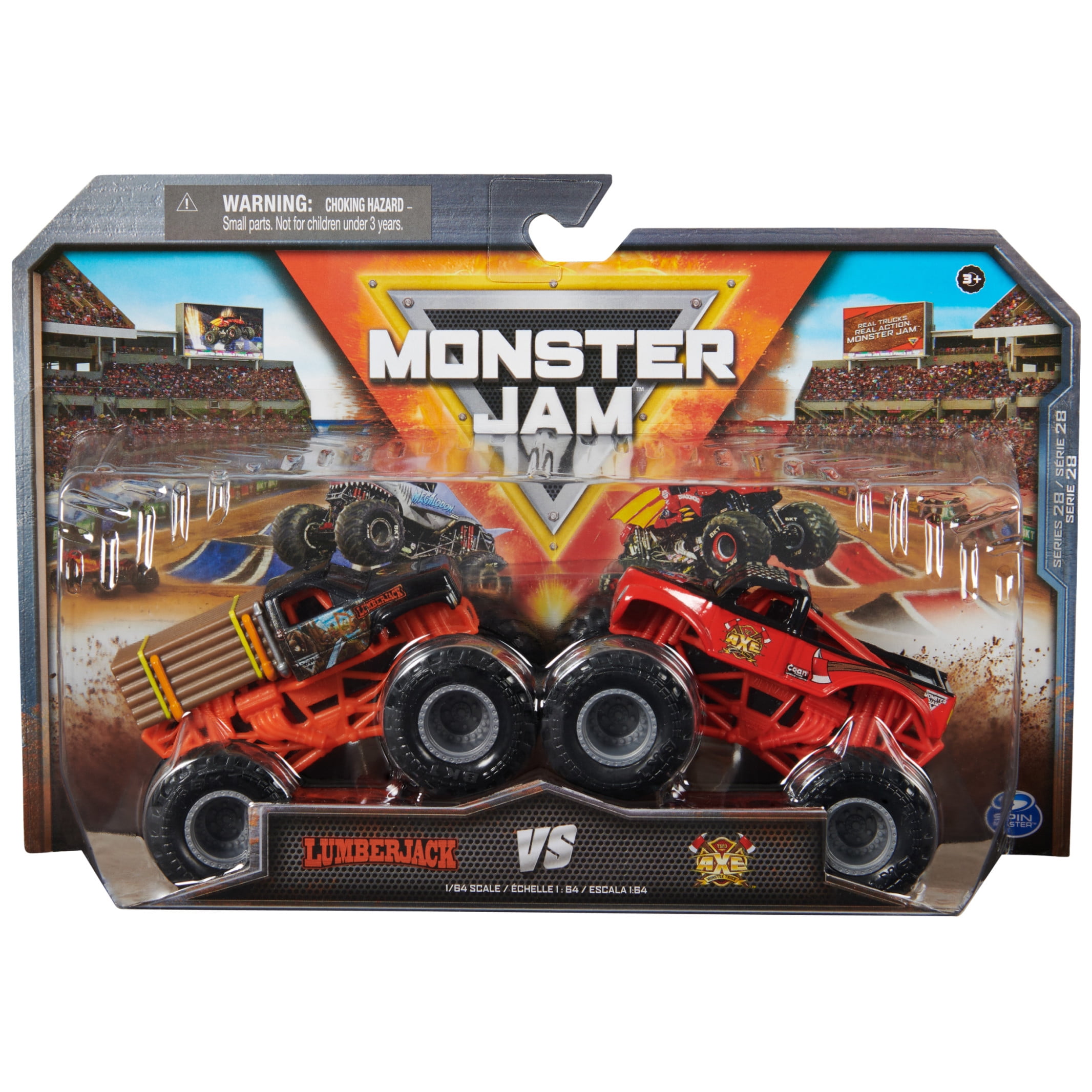 Monster Jam Official Lumberjack Vs. Axe Die-Cast Monster Trucks, 1:64 ...
