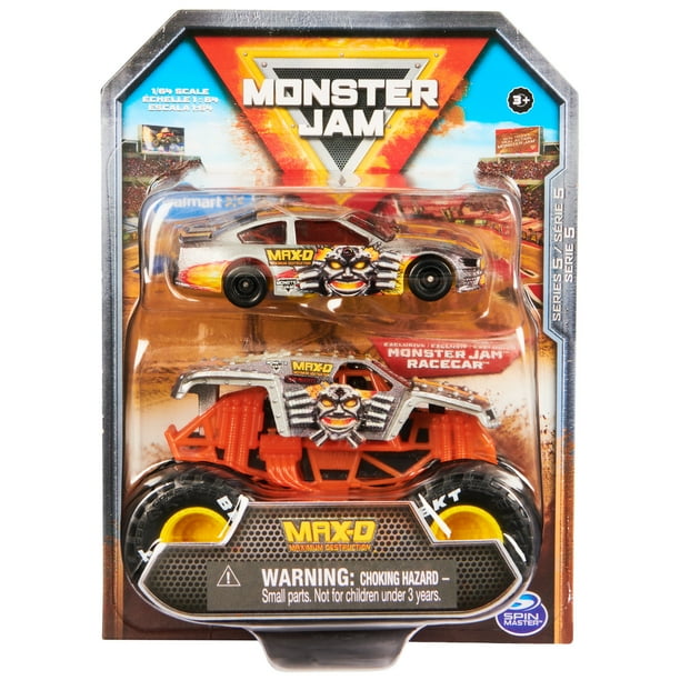 Monster Jam, Official Max-D Exclusive Racecar and Monster Truck 2-Pack ...