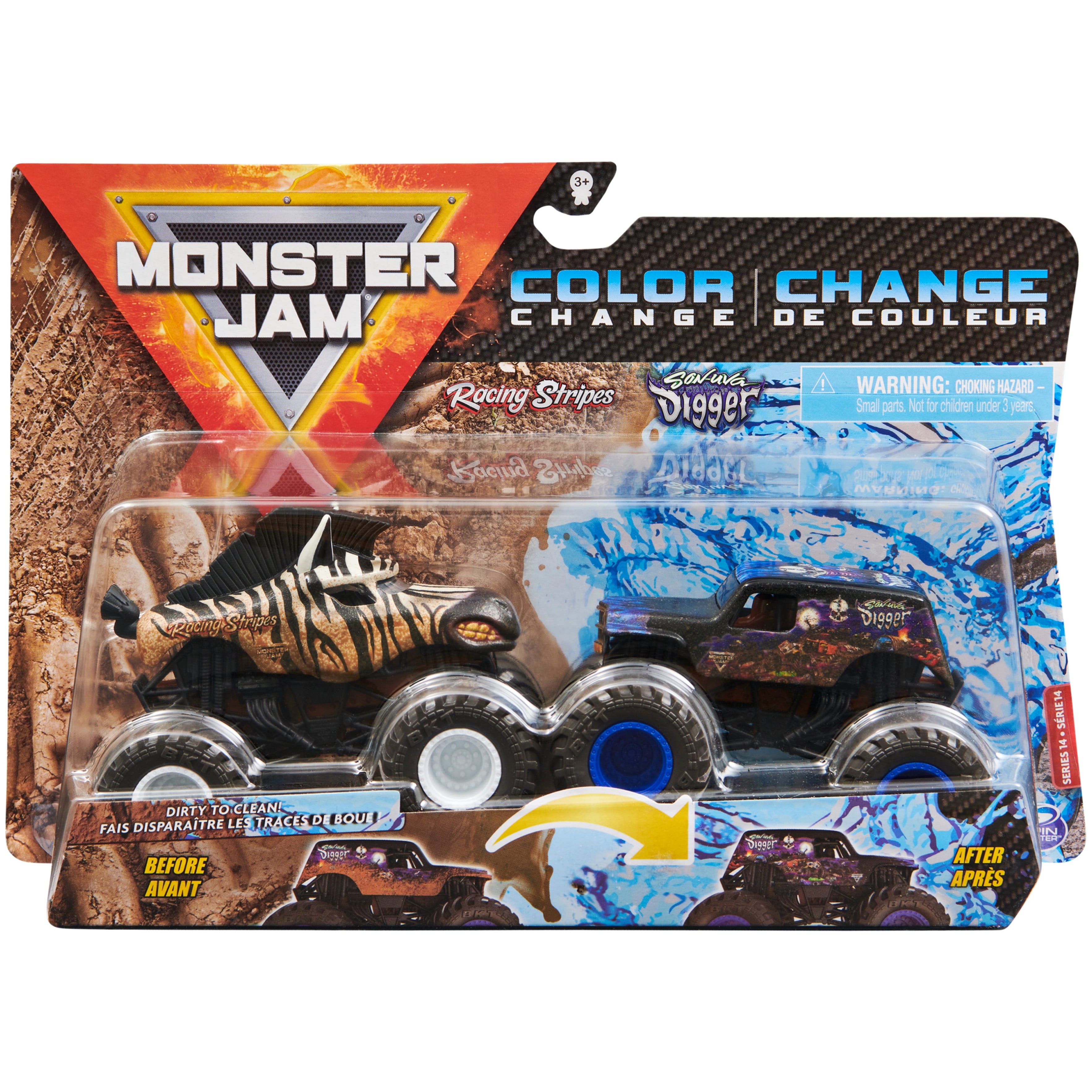 Monster Jam, Official Racing Stripes vs. Son-Uva Digger Color-Changing ...