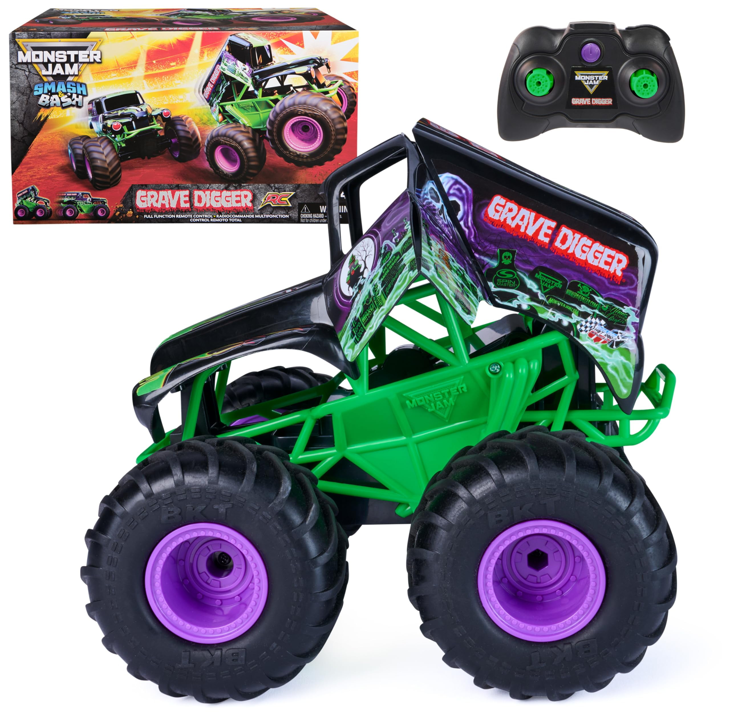 Monster Jam, Official Smash & Bash Grave Digger Remote Control Indoor ...