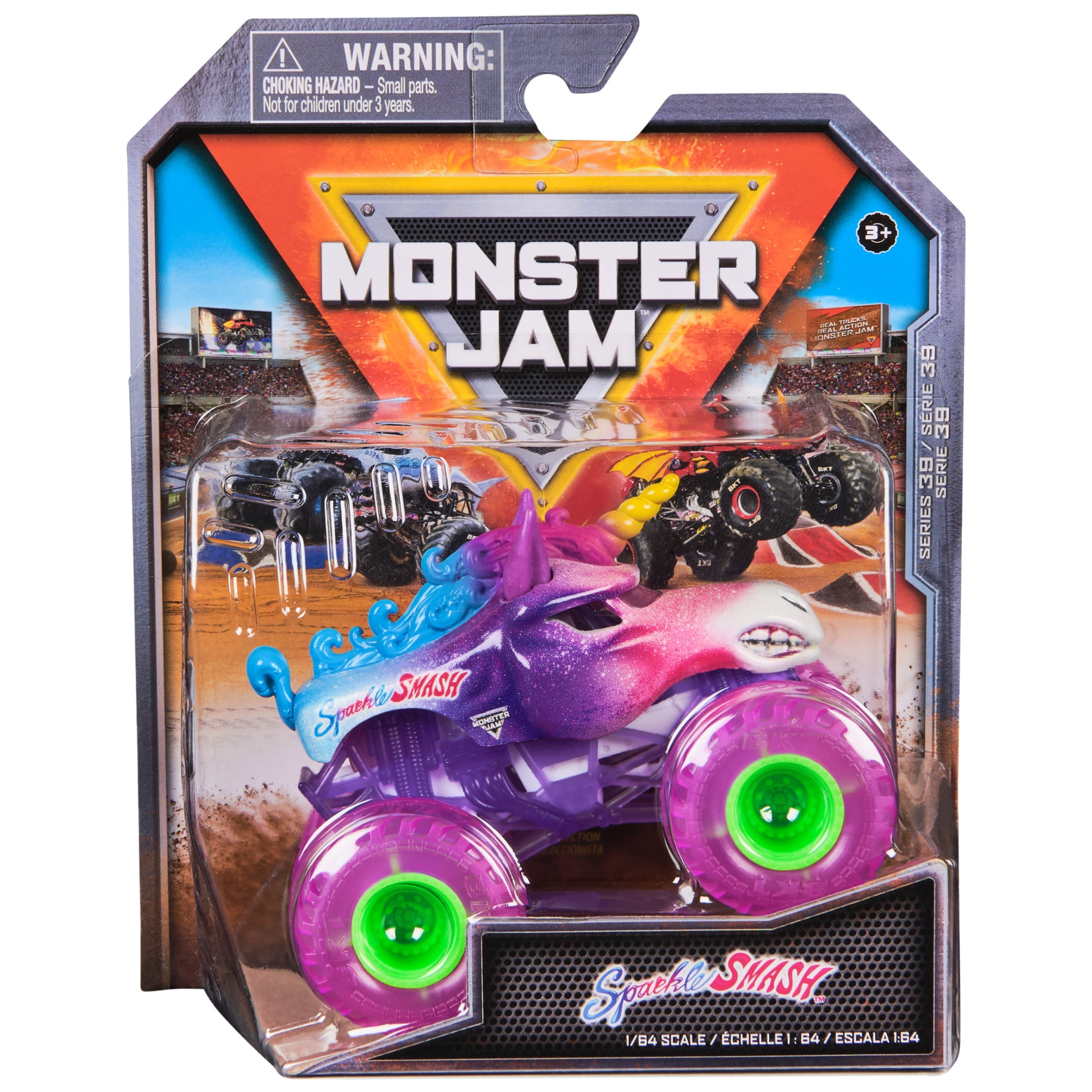 Monster Jam, Official Sparkle Smash Monster Truck, Die-Cast Vehicle, 1: ...