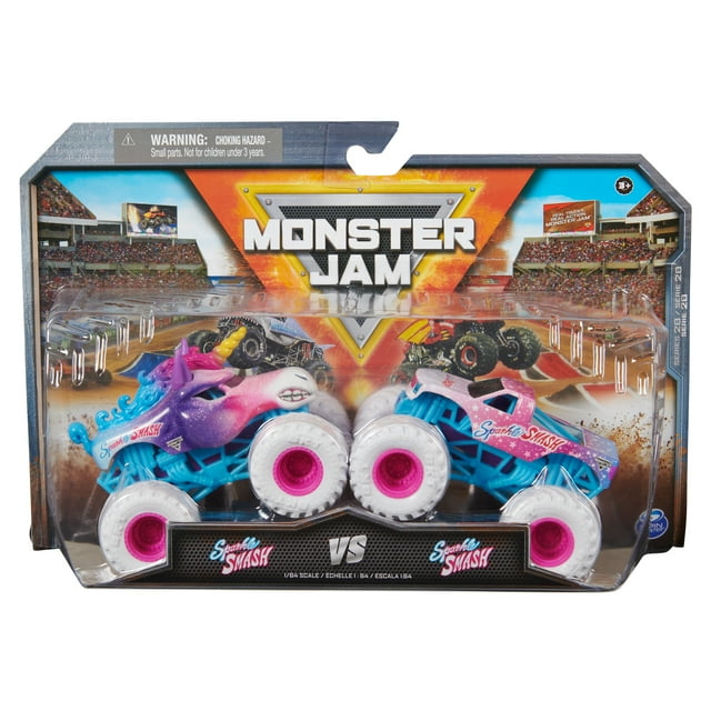 Monster Jam, Official Sparkle Smash Vs. Sparkle Smash Die-Cast Monster ...