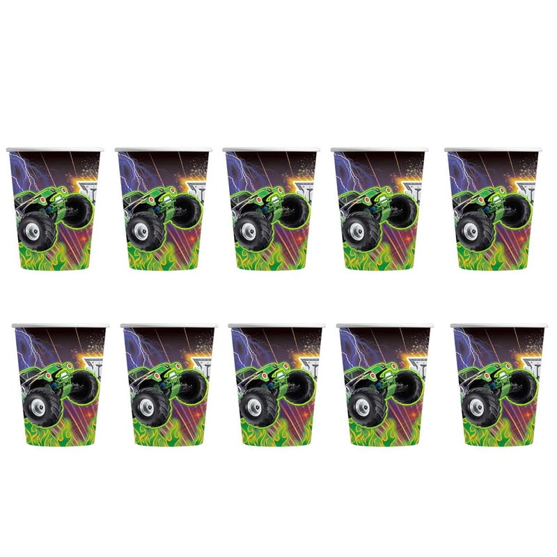 Monster Jam Party Supplies Cups Birthday Tableware Disposable Paper ...